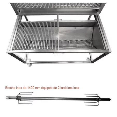 Barbecue et tournebroche professionnel B1600, le combiné au feu de bois